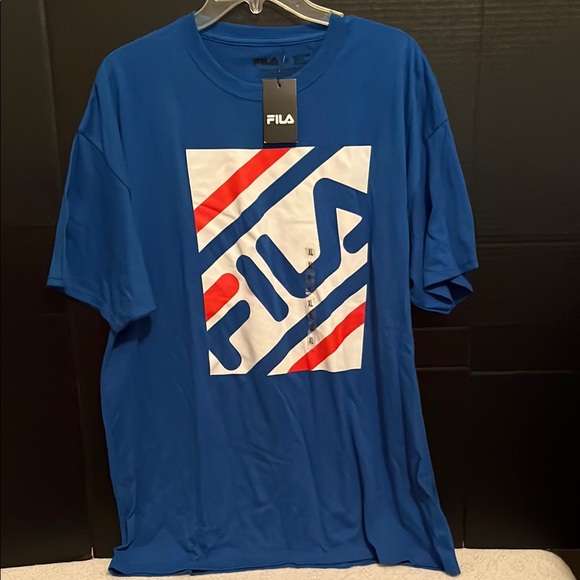 Fila | Shirts | Fila Mens Blue And Red Logo Tee | Poshmark